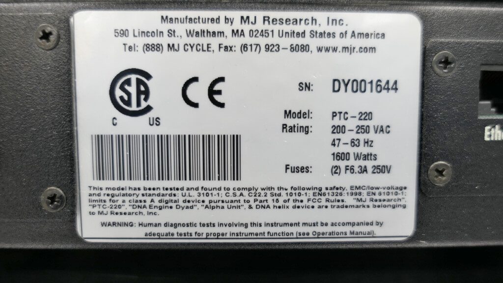 MJ Research Dyad PTC-220 PCR System - The Lab World Group