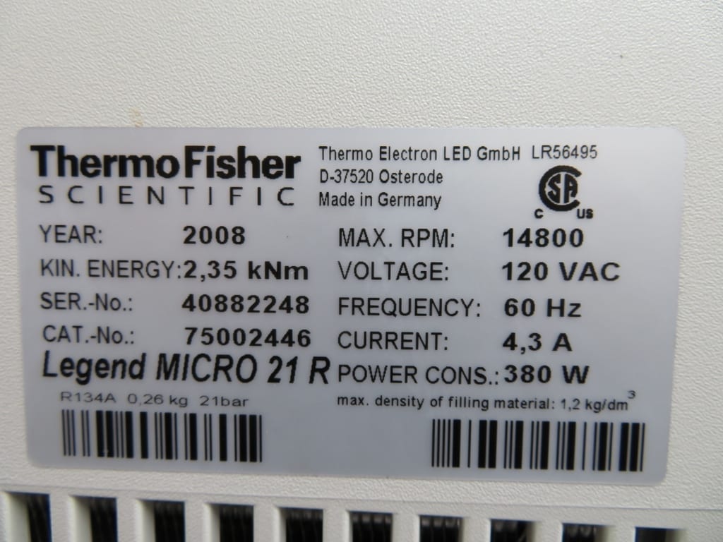 Sorvall Legend Micro 21R Refrigerated Microcentrifuge