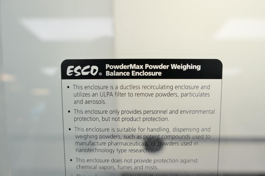 ESCO PowderMax Powder Hood Balance Enclosure - 3ft
