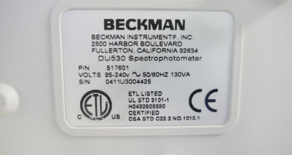 Beckman DU530 UV-Vis Spectrophotometer