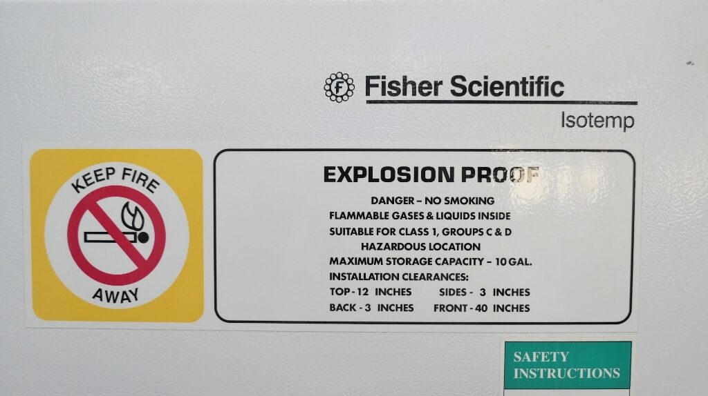 Fisher Scientific -20C Explosion Proof Freezer