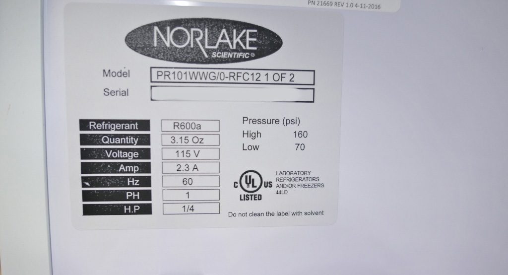 Norlake Laboratory Refrigerator - Unused - The Lab World Group