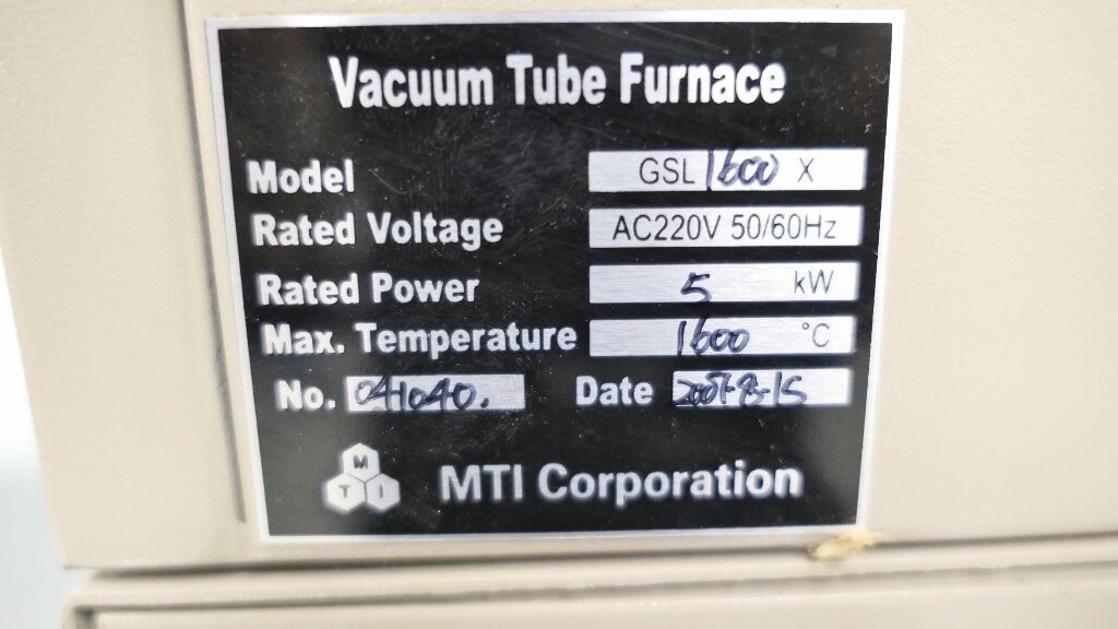 MTI High Temp Laboratory Furnace GSL 1600X