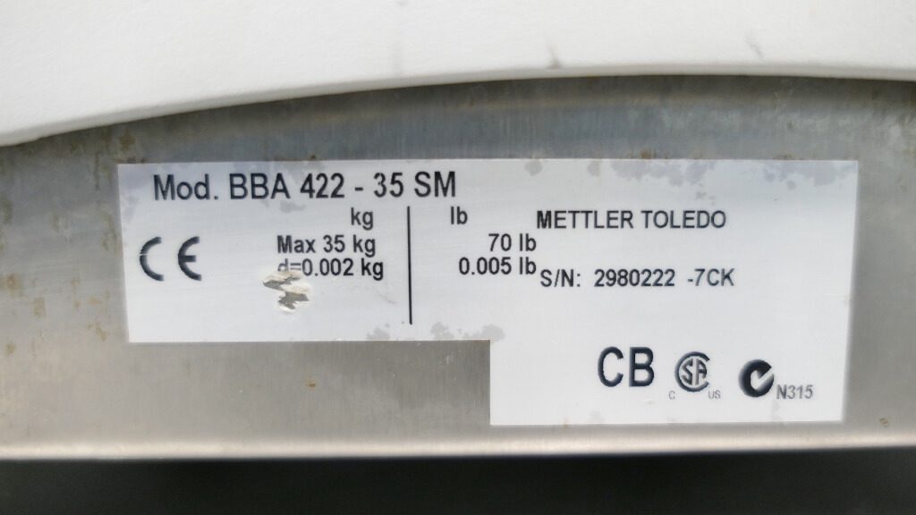 Mettler Toledo Scale BBA 422 35SM - The Lab World Group