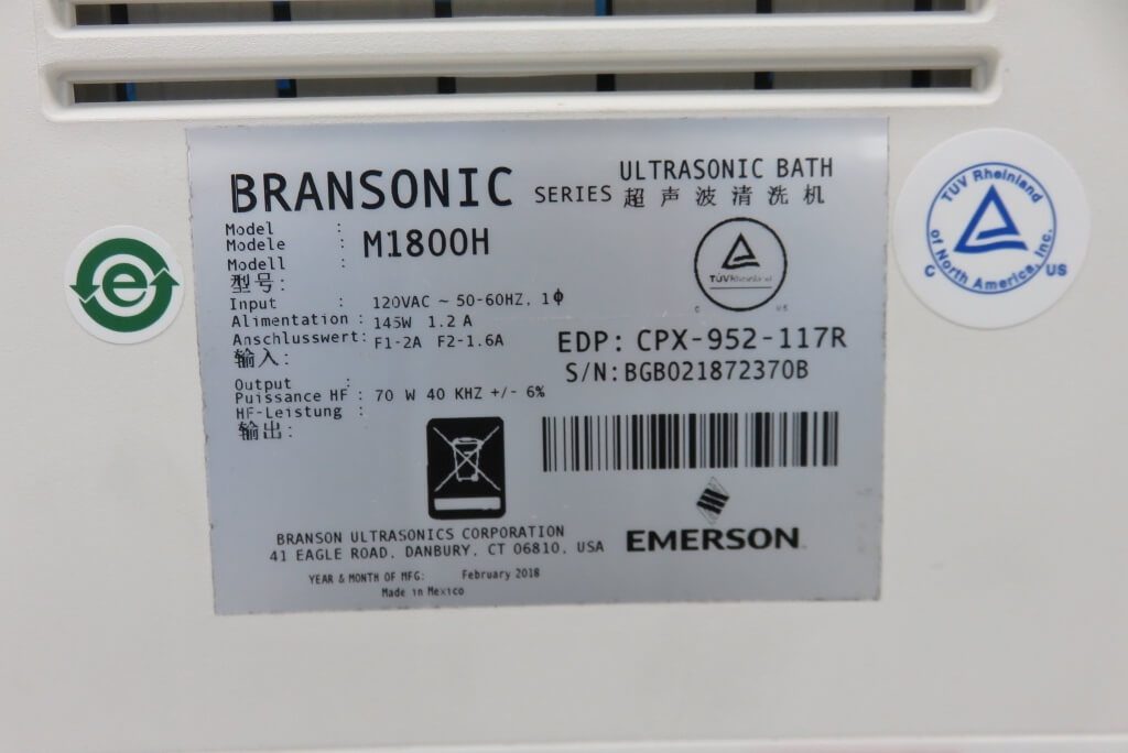 Branson Ultrasonic Cleaner 1800 - The Lab World Group