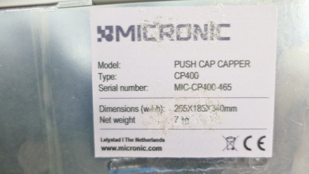 Micronic Push Cap Capper CP400 - The Lab World Group