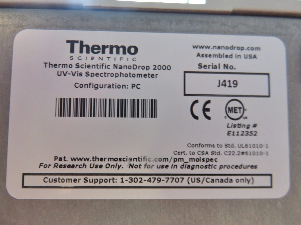 NanoDrop 2000 Spectrophotometer Thermo - The Lab World Group