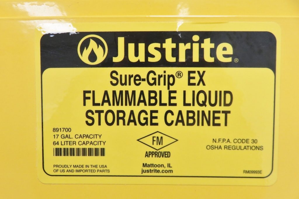 Justrite Flammable Storage Cabinet - 17 Gallon Unused - TLWG