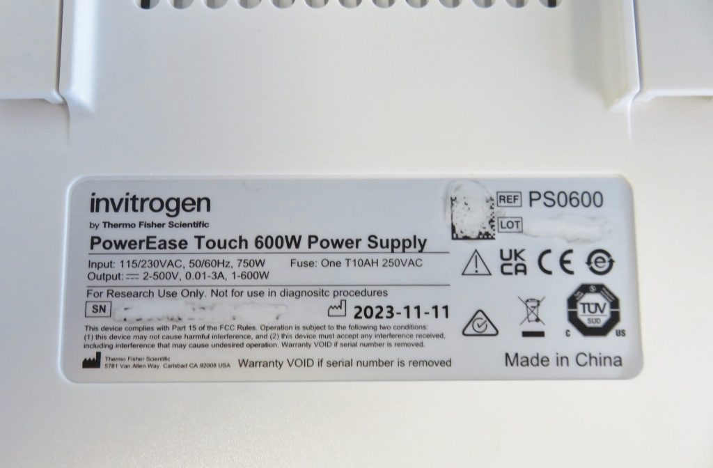 Invitrogen PowerEase Touch 600W Power Supply