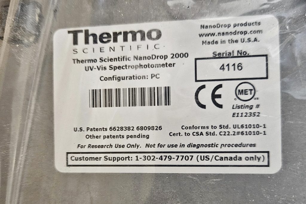 NanoDrop 2000 Spectrophotometer Thermo - The Lab World Group