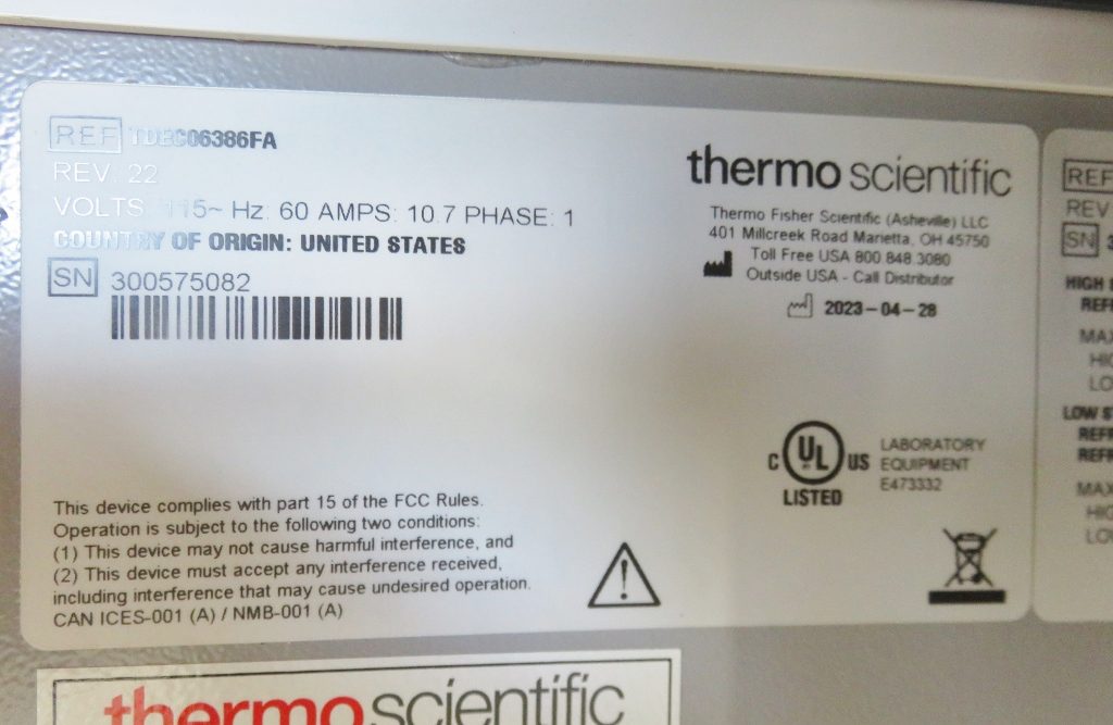 Thermo TDE -80C Ultra Low Freezer - 2023 Unused - TLWG