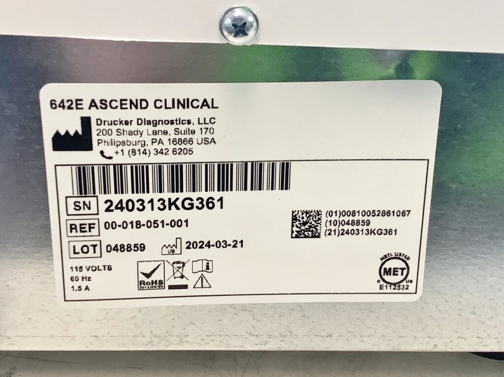 Drucker Diagnostics Clinical Centrifuge 642E - 2024 Unused