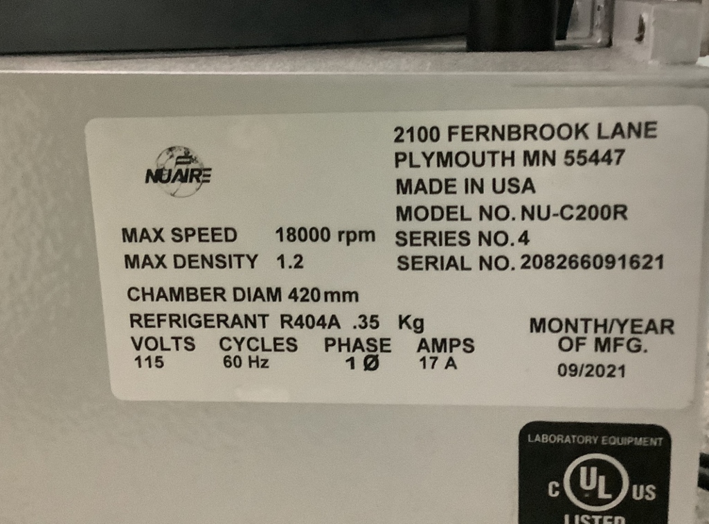 Nuaire Nuwind Refrigerated Centrifuge - The Lab World Group