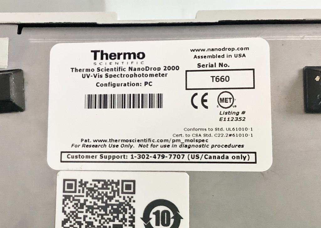 NanoDrop 2000 Spectrophotometer Thermo - The Lab World Group