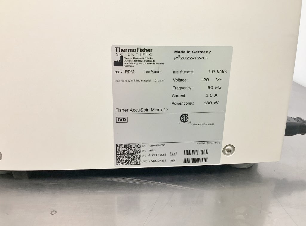 Fisher Scientific AccuSpin Micro 17 Centrifuge