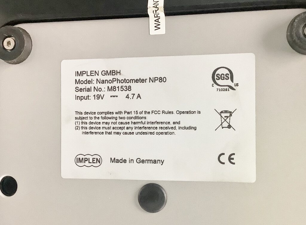 Implen NP80 NanoPhotometer Spectrophotometer - 2023 - The Lab World Group
