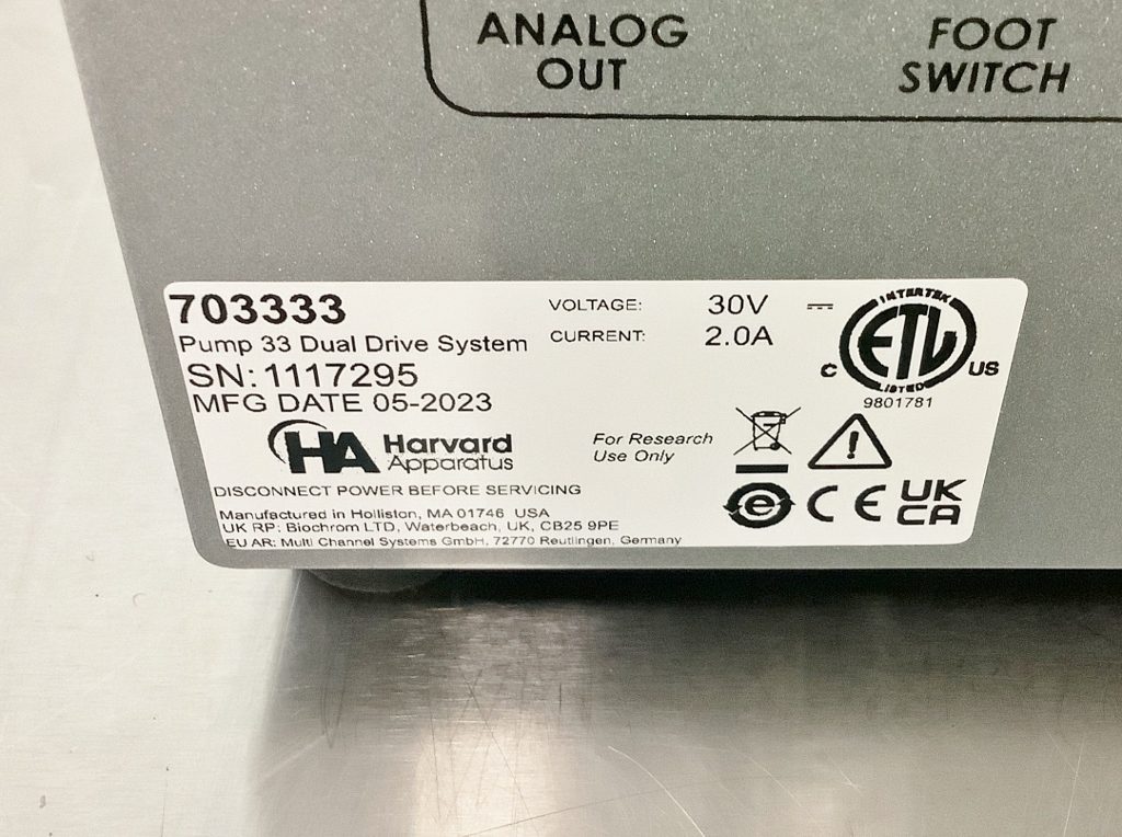 Harvard Apparatus Syringe Pump 33DDS - The Lab World Group