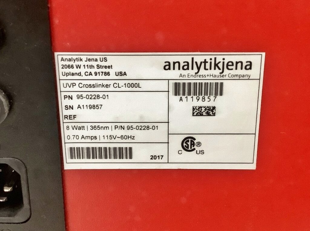 UVP CL1000 254nm UV Crosslinker-Tested | The Lab World Group