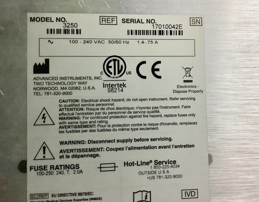 Advanced Instruments 3250 Osmometer - The Lab World Group