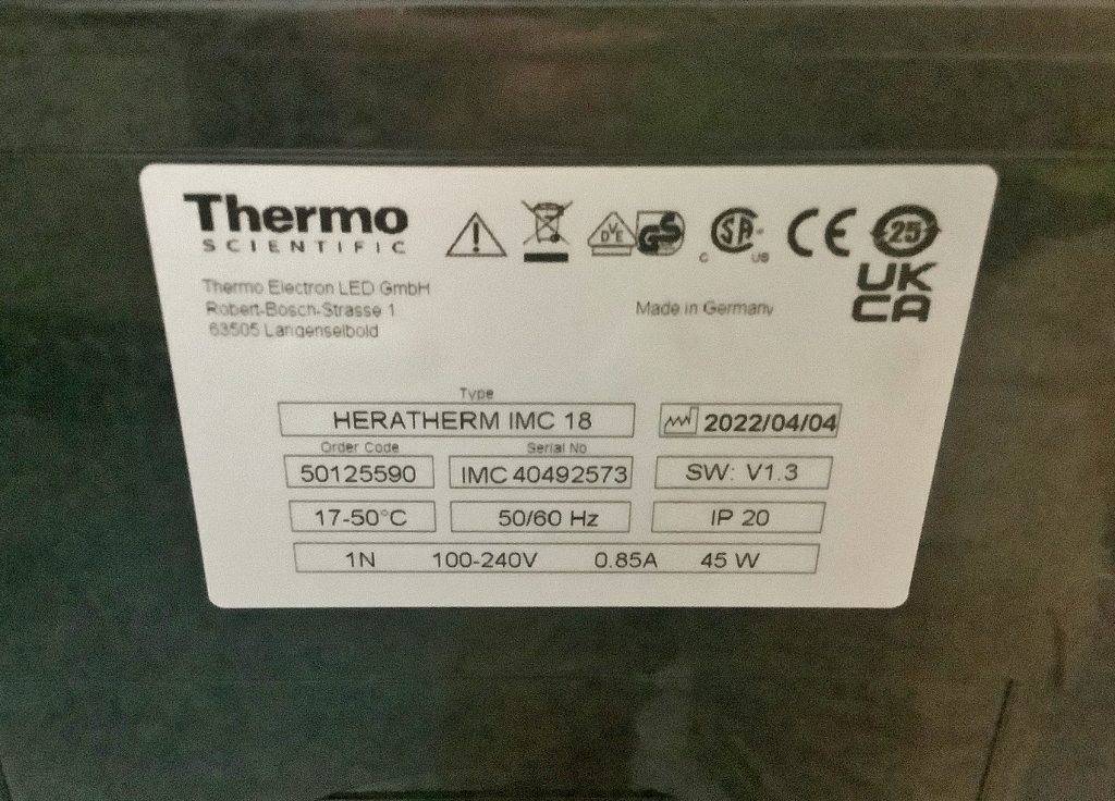 Thermo Heratherm IMC 18 Benchtop Incubator - TLWG