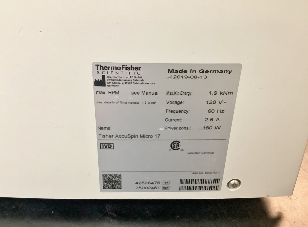 Fisher Scientific AccuSpin Micro 17 Centrifuge